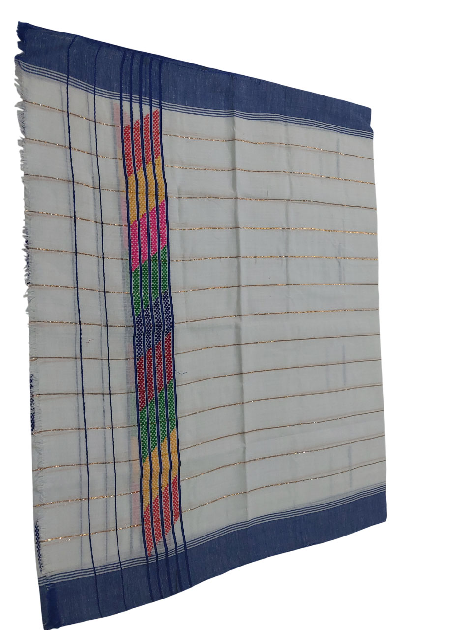 Assamese Pure Handmade Majrize Cotton Single Sador blue – senehi